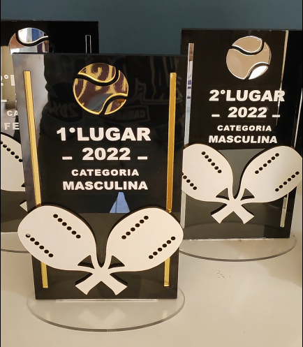 TROFÉU ACRÍLICO BEACH TENNIS EM ACRÍLICO PERSONALIZADO CAMPEONATO