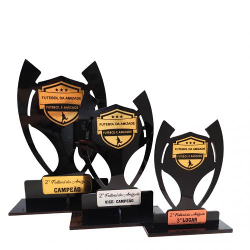KIT TROFÉU CAMPEÃO, VICE E TERCEIRO LUGAR PERSONALZAIDO EM ACRÍLICO ...