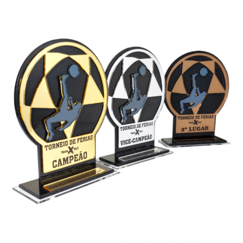 KIT TROFÉU CAMPEÃO, VICE E TERCEIRO LUGAR PERSONALZAIDO EM ACRÍLICO ...