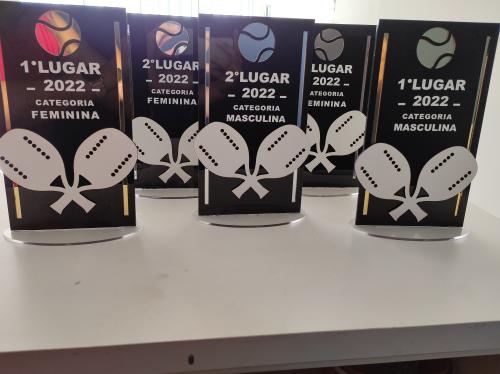 TROFÉU ACRÍLICO BEACH TENNIS EM ACRÍLICO PERSONALIZADO CAMPEONATO