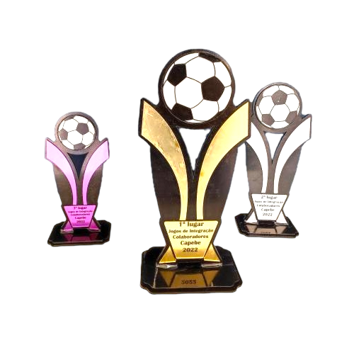KIT TROFÉUS EM ACRÍLICO PERSONALIZADO FUTEBOL, FUTVOLEI, TENIS, E OUTROS