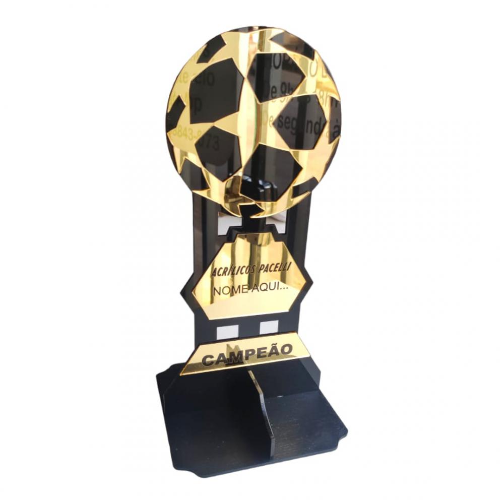 TROFÉU BOLA CHAMPIONS PERSONALIZADO ACRÍLICO COLOCAR NOME, CAMPEONATO ...