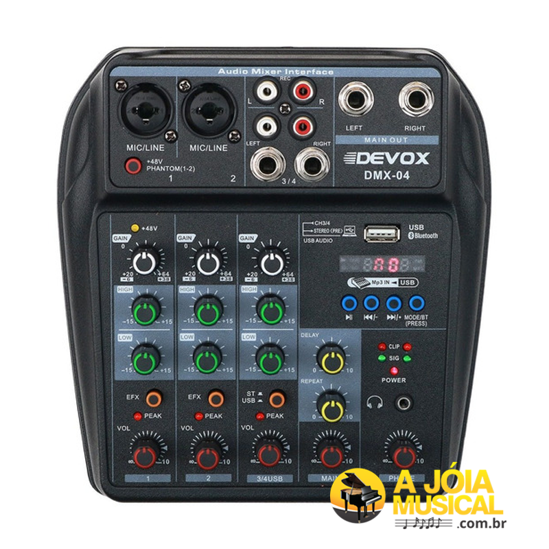 Mesa de Som Devox 04 Canais DMX-04