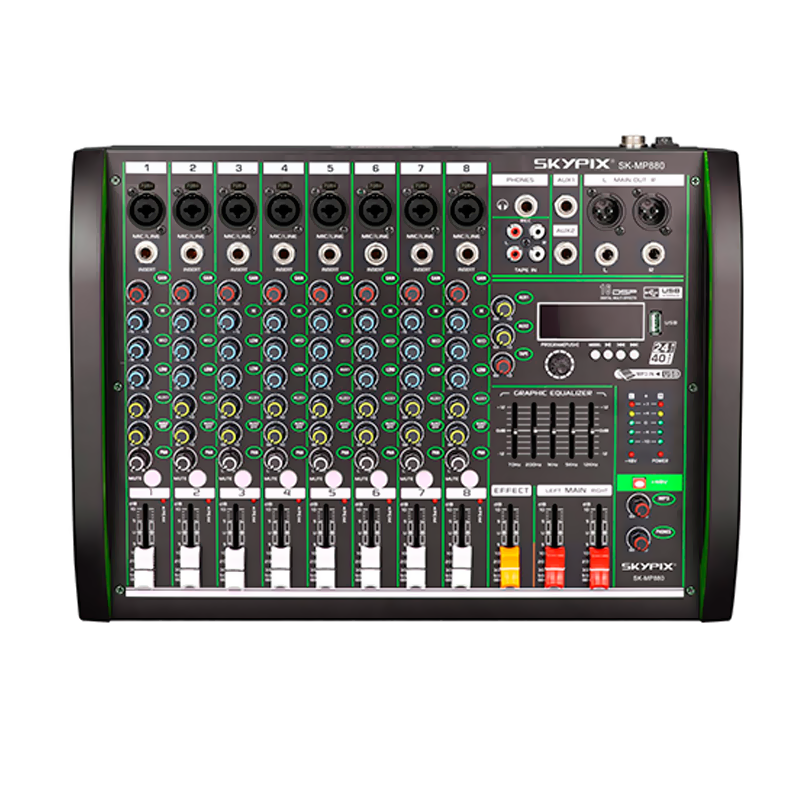 Mesa de Som Skypix 08 Canais SK-MP880 Plus