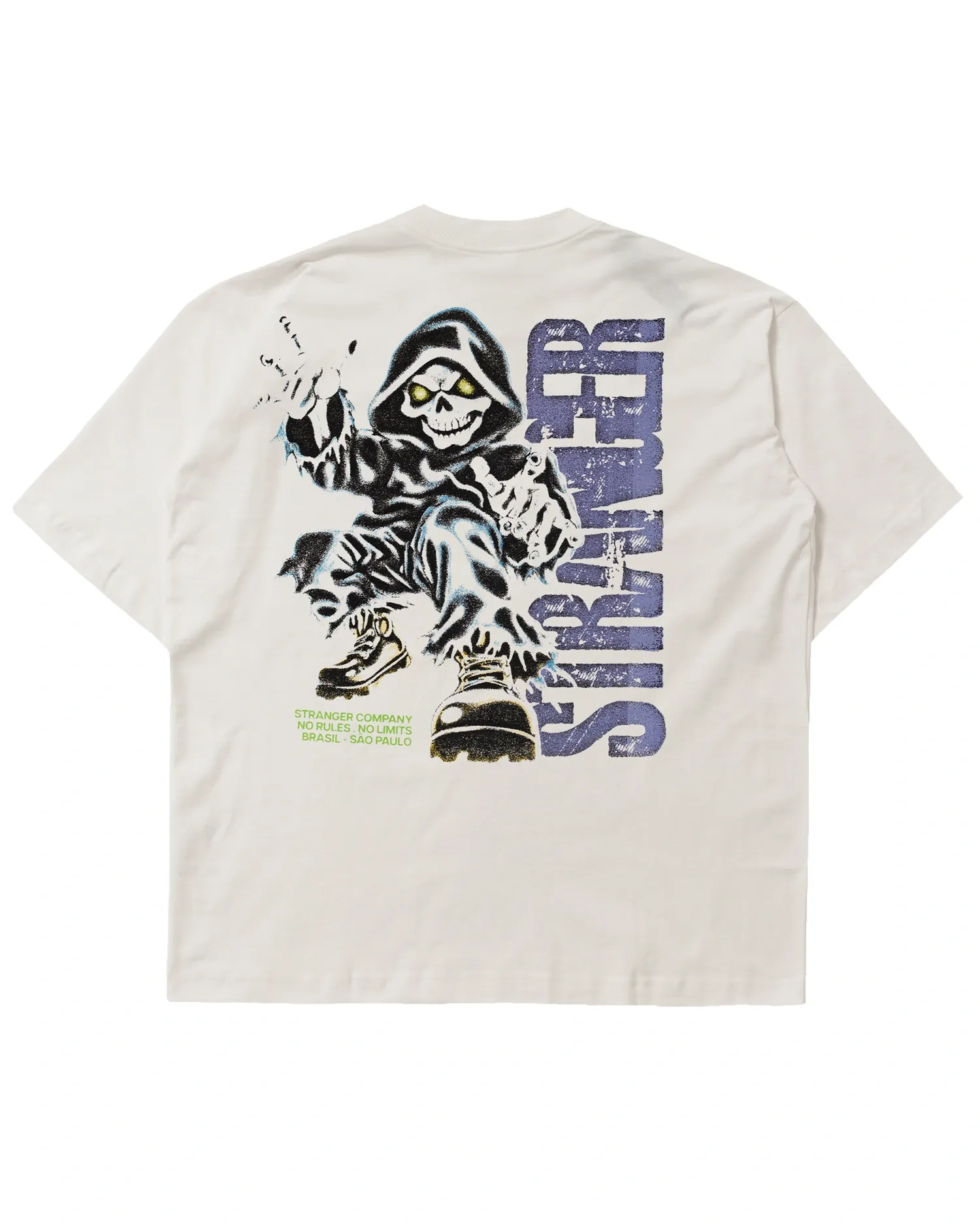 Camiseta Stranger Oversized No Limits skull (Off-White) : CAMISETAS : Stranger