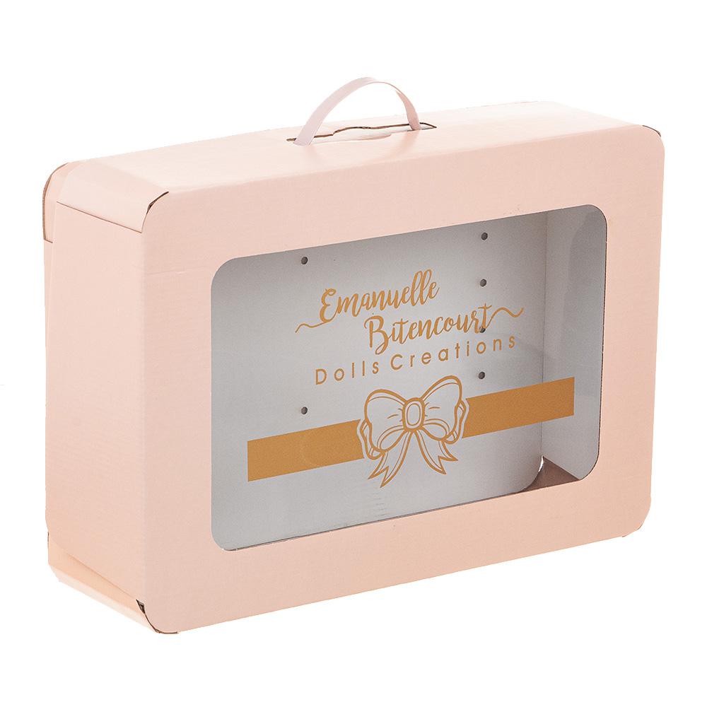 10 Caixas Maleta Rosa Com Visor e Berço Branco 42x30x13 comp x largura ...