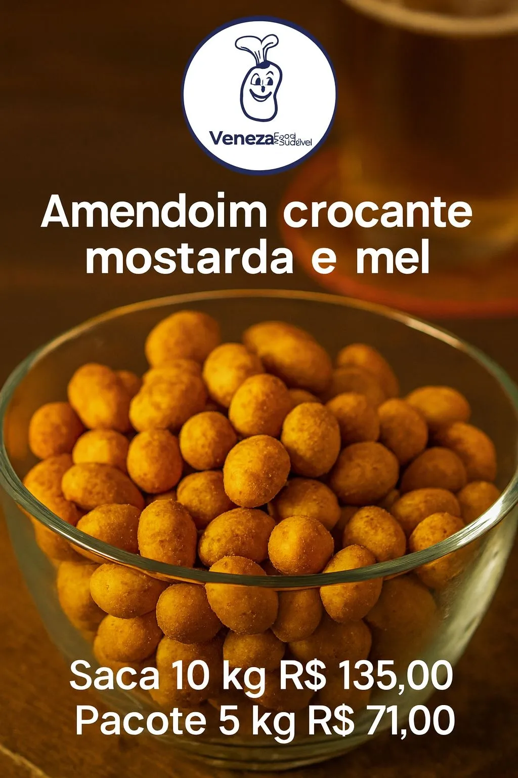 Amendoim Crocante Mostarda e Mel - 5kg - Pacote : Amendoins : Feijão Veneza