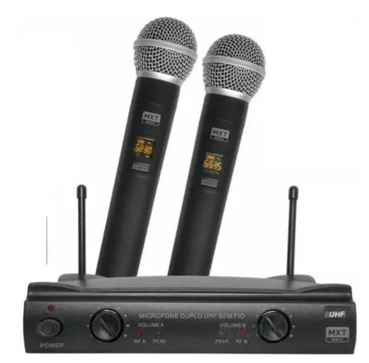 Microfone Sem Fio Duplo Profissional 96 Canais UHF-320M Microfone Sem Fio Duplo Profissional 96 Canais UHF-320M