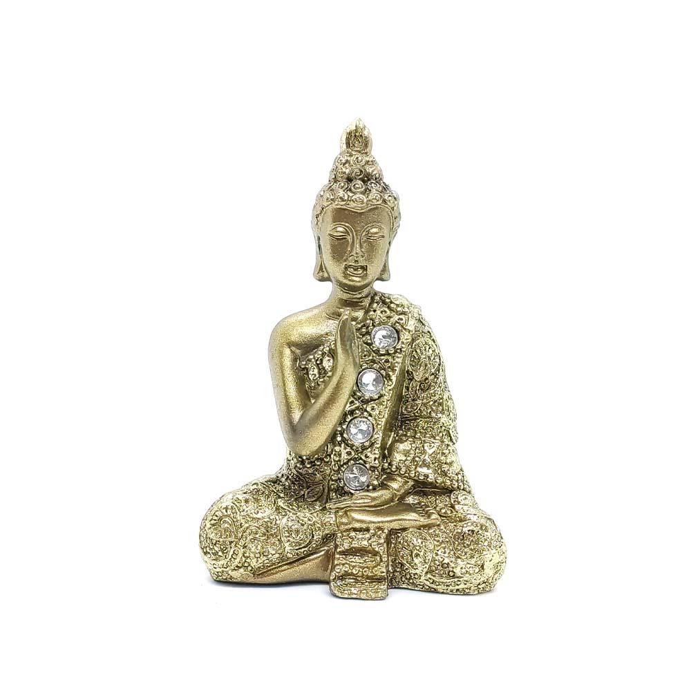 Buda Abhaya Mudra Coragem Palma da Mão Lado - Dourado 10cm
