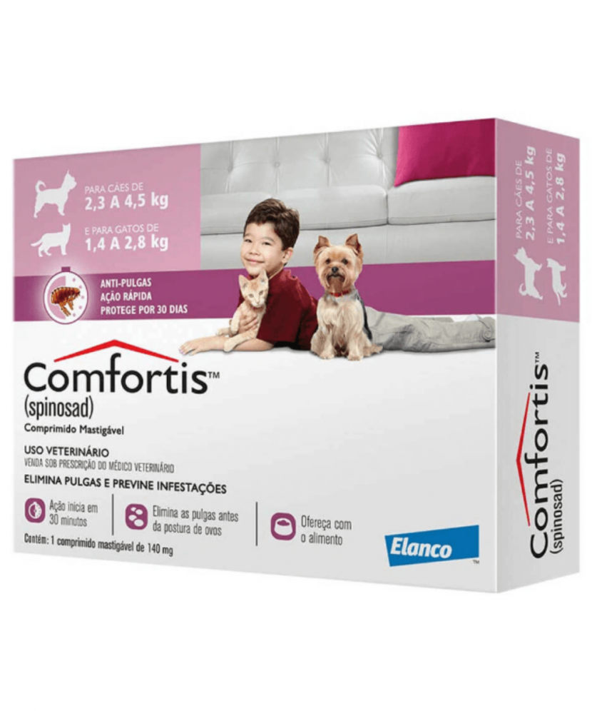 Comfortis Tab 140mg (2,3 A 4,5 Kg ) Rosa