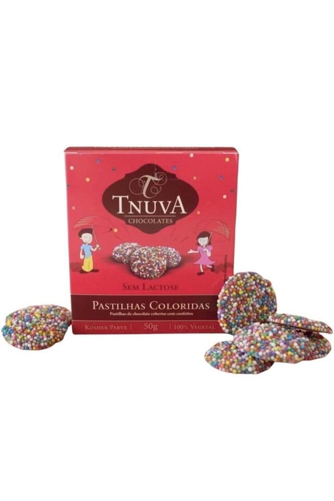 Chocolate Vegano Pastilhas Coloridas Tubo Tnuva 100g