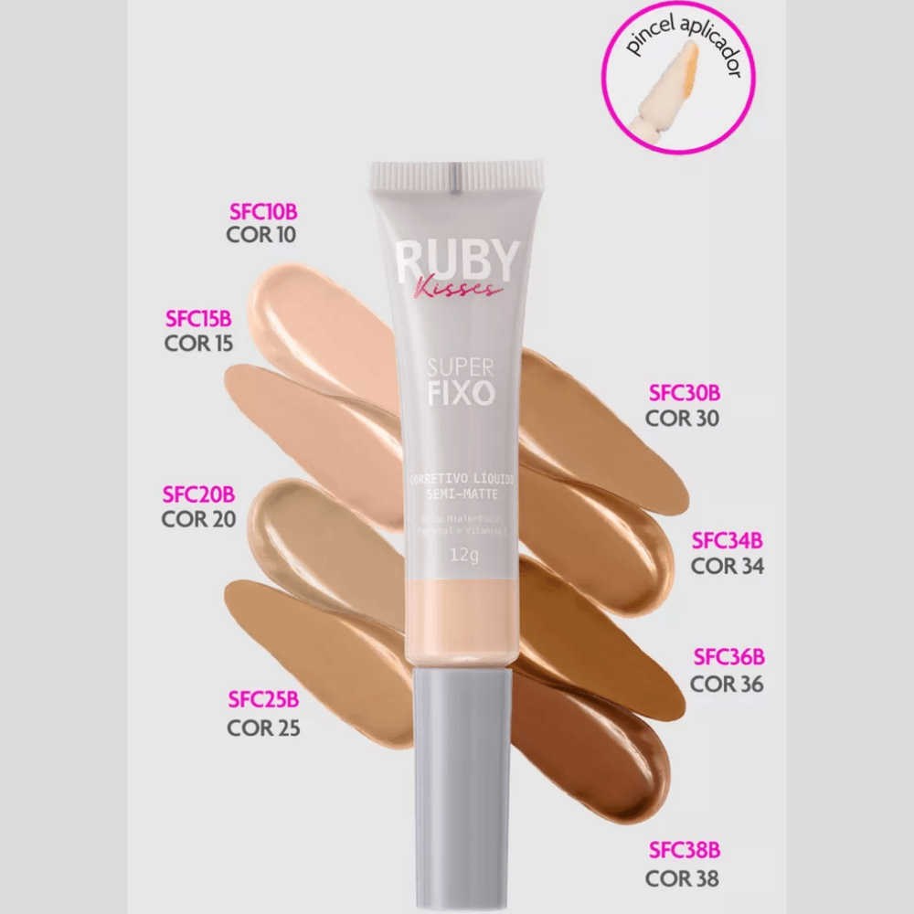 Corretivo Líquido Super Fixo Ruby Kisses 12g : MAQUIAGEM - Face - Corretivo : Ellas cosméticos