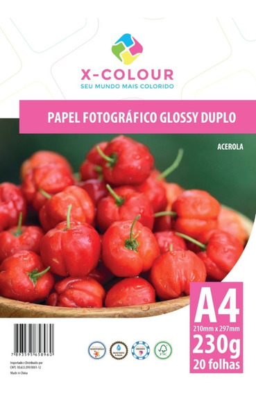 PAPEL FOTO GLOSSY DUPLA FACE 230G A4 C/ 20FLS X-COLOUR : PAPÉIS ...