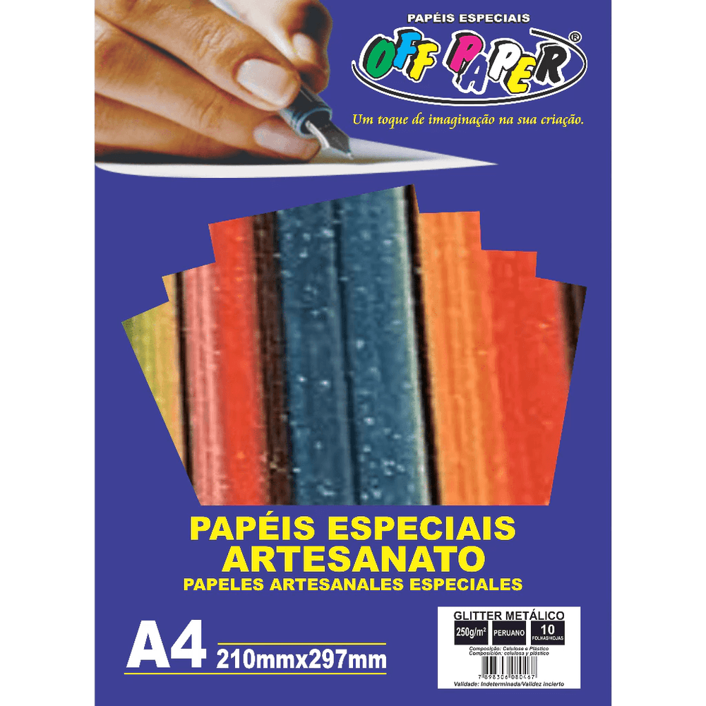 PAPEL GLITTER METALICO PERUANO A4 250G 10 FLS : PAPÉIS - GLITTER : Papelarte Store