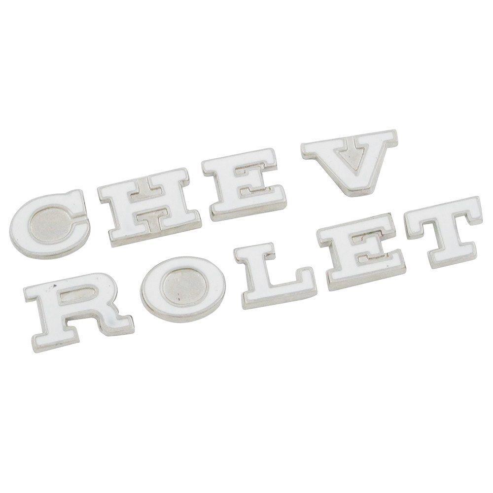 Emblema letras Chevrolet com fundo branco para GM Opala Comodoro