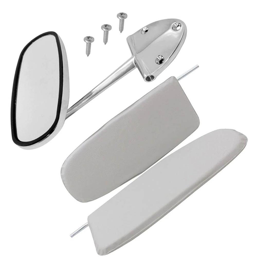 Espelho Retrovisor Interno Metal Cromado Quebra Sol Branco VW Fusca ...