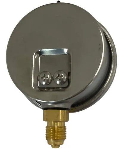 MANÔMETRO VERTICAL PARA AR COMPRIMIDO 63MM 1/4 BSP COM GLICERINA CAIXA EM INOX GENEBRE ...