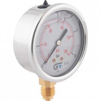 MANÔMETRO VERTICAL PARA AR COMPRIMIDO 63MM 1/4 BSP COM GLICERINA CAIXA EM INOX GENEBRE ...