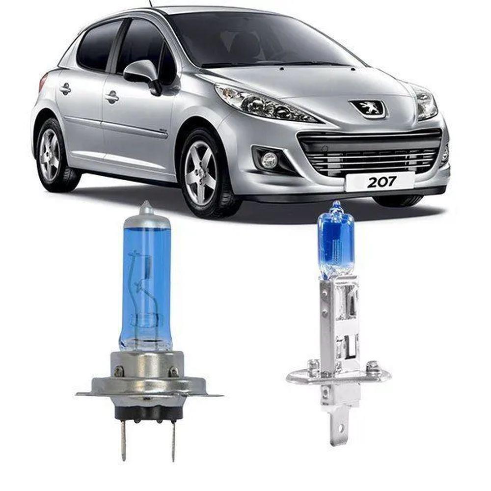 Kit de Lâmpada Super Branca Peugeot 207 H1 H7 Foco Duplo