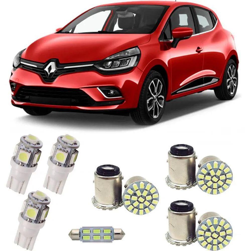 Kit Lâmpadas de Led Pingo Clio 1996 1997 a 2015 2016 Teto Ré Placa Lanterna