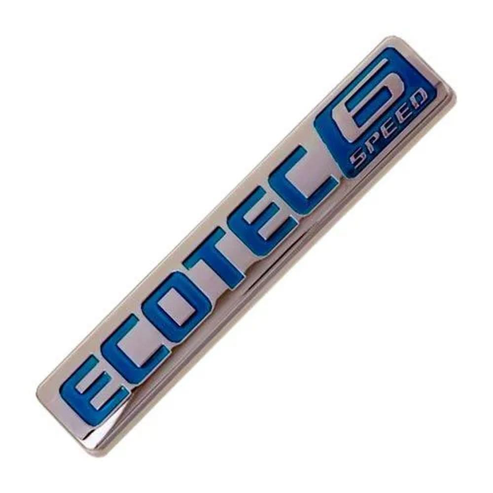 Emblema Adesivo Ecotec 6 Speed GM 117x21mm Plástico Injetado Cromado