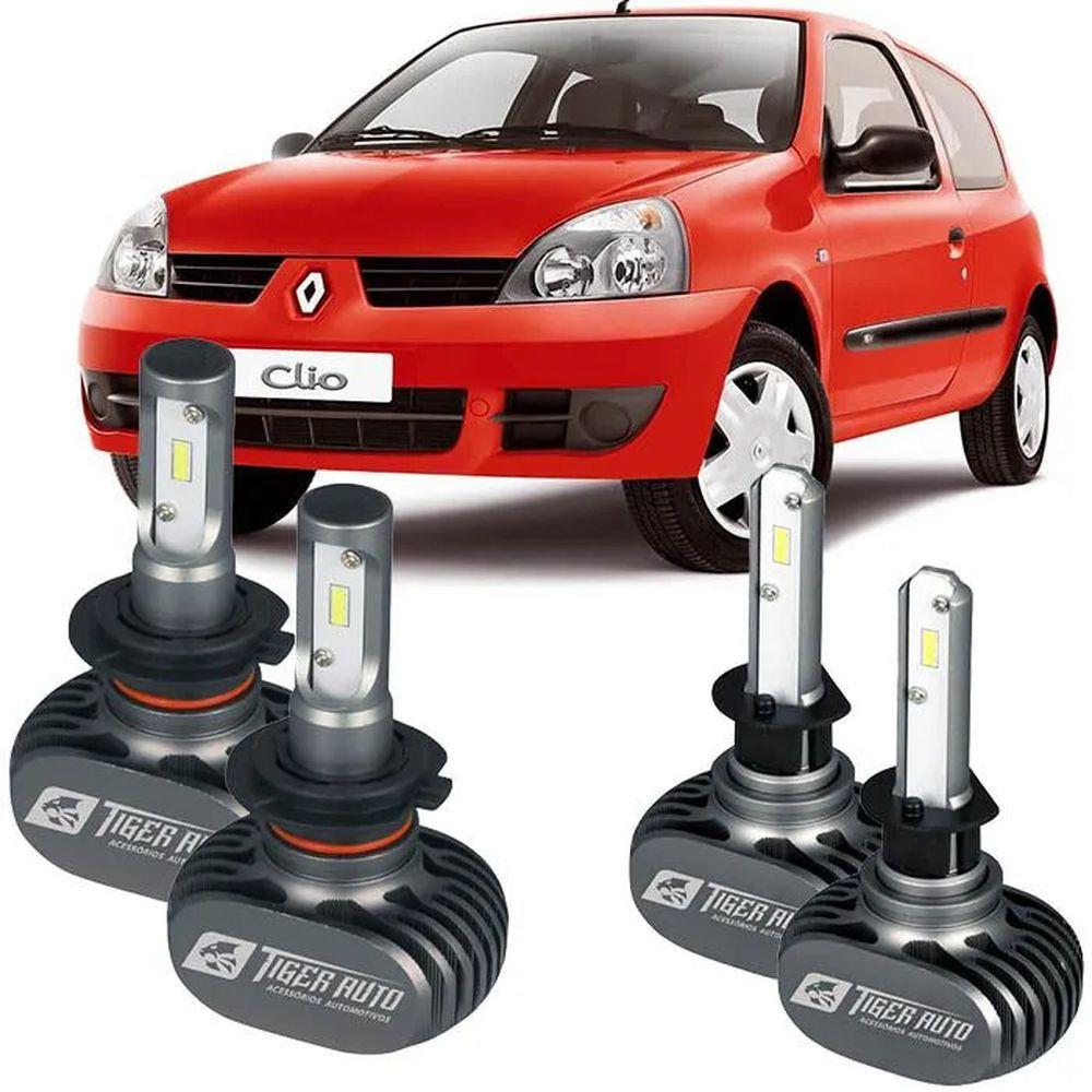 Kit Ultra LED Lâmpada Farol Clio 1996 a 2016 4000 lumens