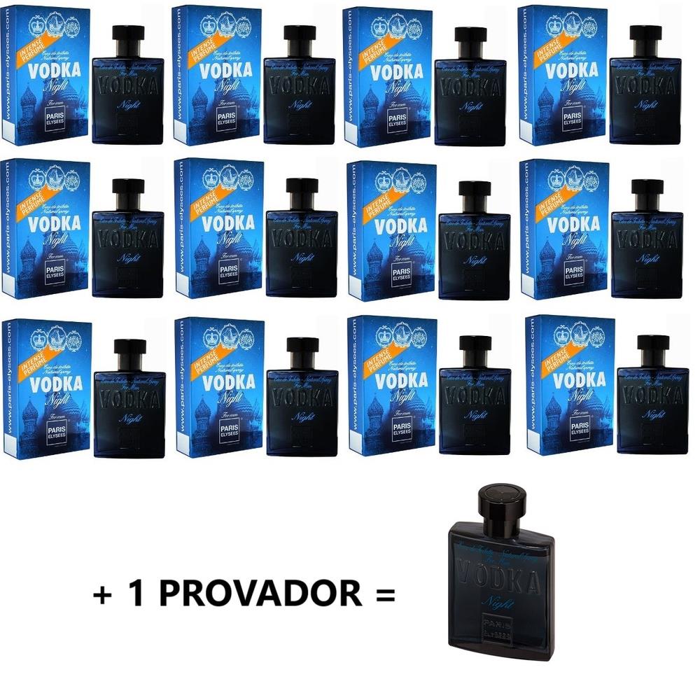KIT COM 12 Vodka Night Paris Elysees Perfume Masculino de 100 Ml + UM ...