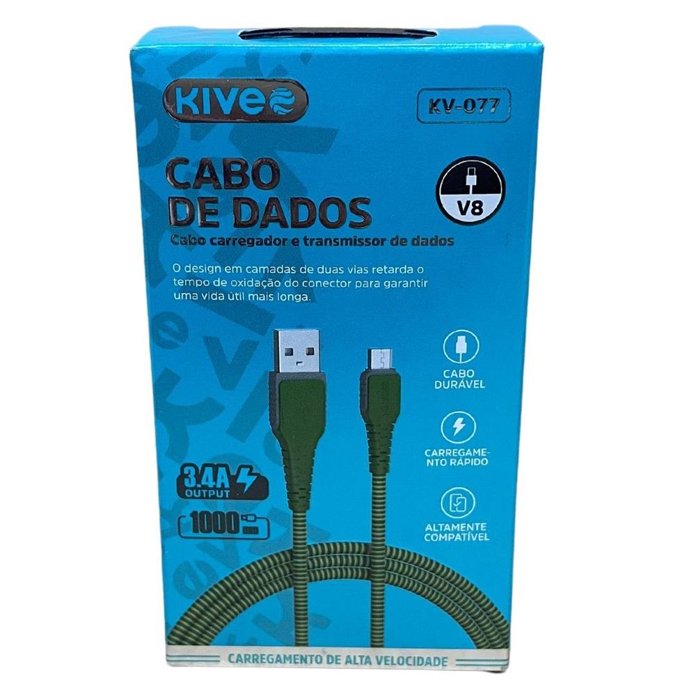 Cabo KIVEE - USB V8 - 3.4A - 1 Metro - KV-077