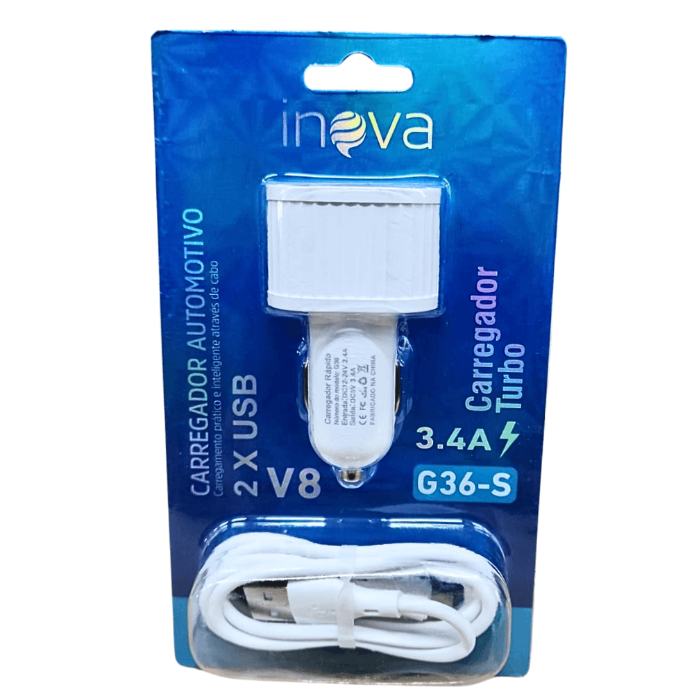 Carregador Veicular INOVA - V8 - 3.4A - Cabo Solto - G36-S : Atacadista ...