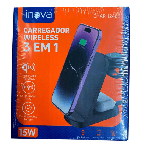 Carregador Wireless INOVA - 15W - 3 em 1 - CHAR-12468 : ACESSÓRIOS DE ...