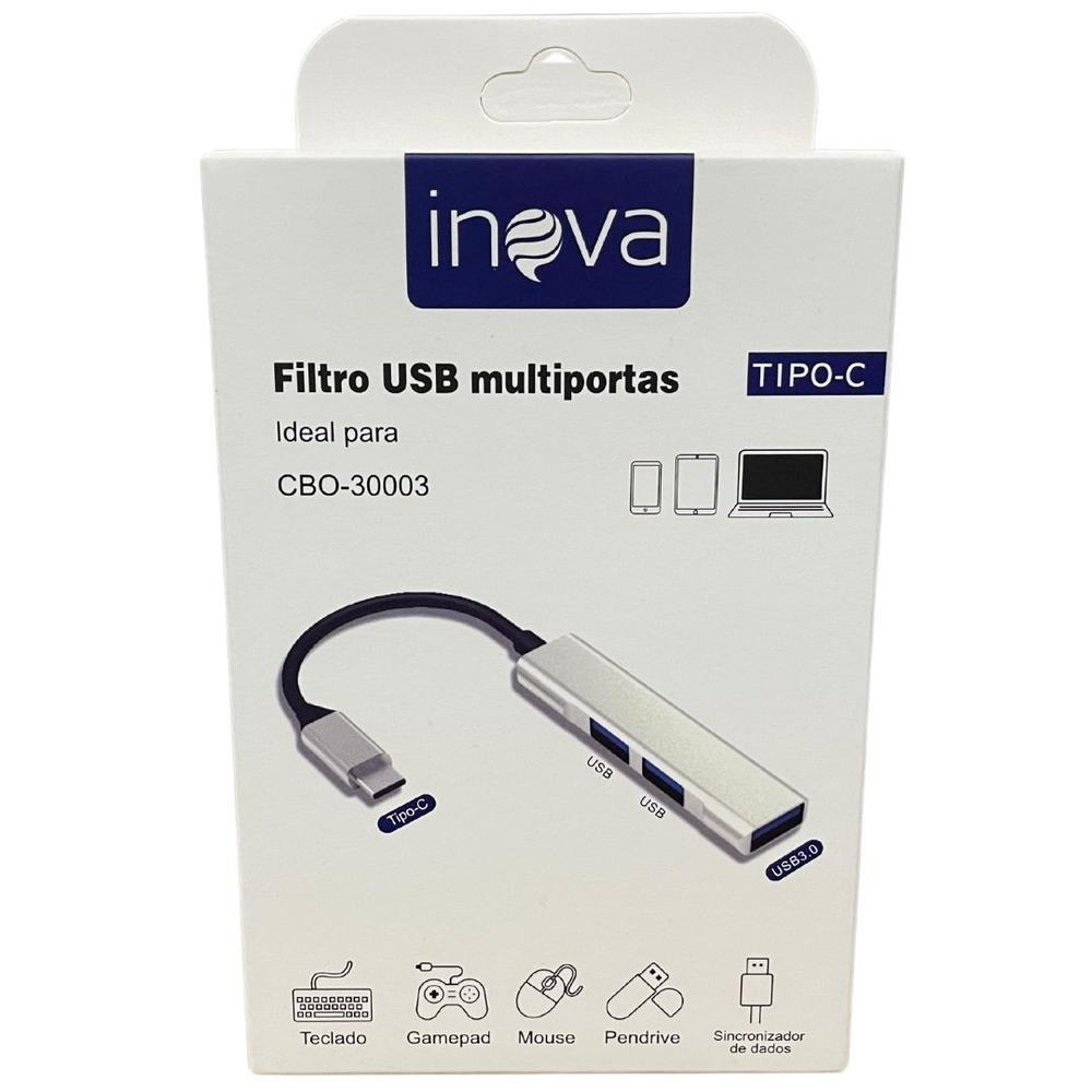 Filtro USB INOVA - 3 PORTAS USB - Entrada TYPE C - 3,5cm - CBO-30003 ...