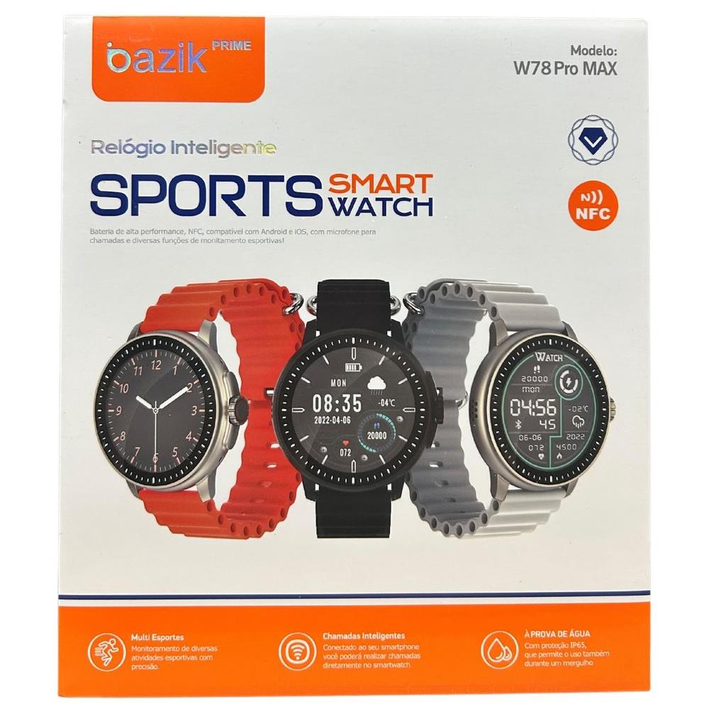 Relógio Digital Smartwatch + 3 Pulseiras - Basik W78 Pro MAX