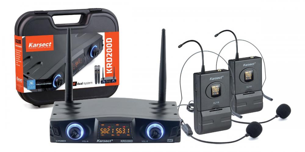Microfone Duplo Sem Fio Karsect Krd200 Dh Headset Microfone Duplo Sem Fio Karsect Krd200 Dh Headset