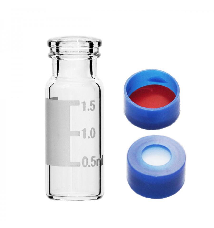 VIAL 2ML TRANSPARENTE GRADUADO COM TAMPA ROSCA AZUL SEPTO PTFE/SILICONE ...