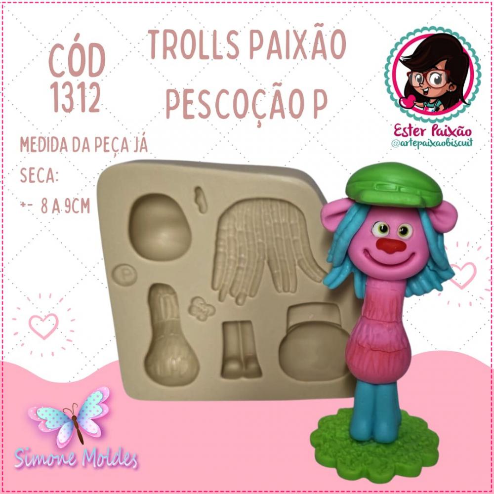 Trolls Paixão Pescoção - P : Moldes de Silicone : Simone Moldes