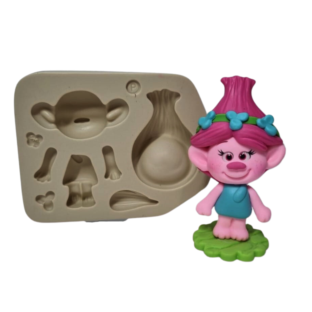 Trolls Paixão Rosa - P : Moldes de Silicone : Simone Moldes