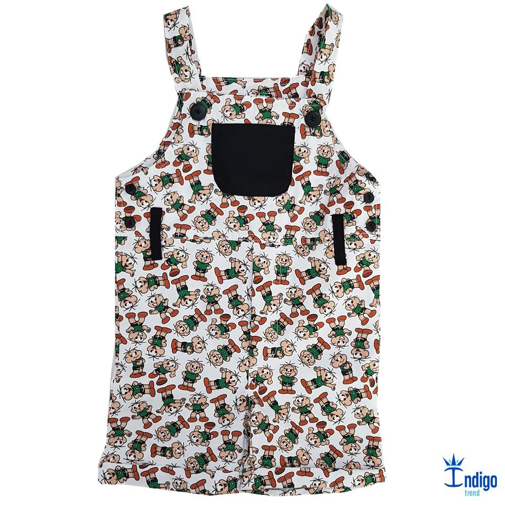 Jardineira Infantil Menino Cebolinha Turma da Monica Índigo Trend