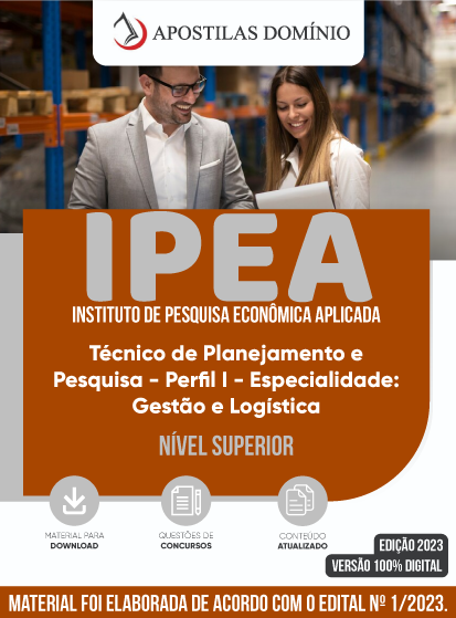 Apostila IPEA 2023 -Técnico de Planejamento e Pesquisa -Perfil I - Especialidade: Gestão e Logística