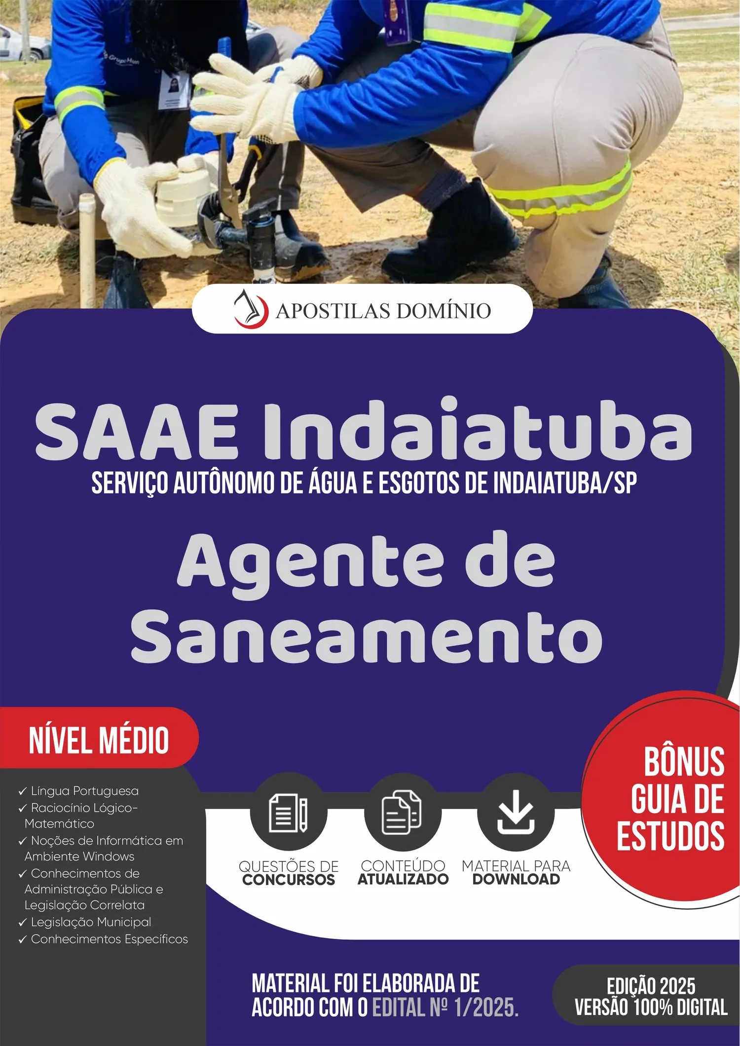 Apostila SAAE Indaiatuba SP 2026 - Agente de Saneamento
